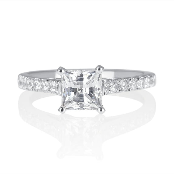 Elegant Diamond Ring, Princess Cut Diamond Engagement Wedding Ring, 14K ...