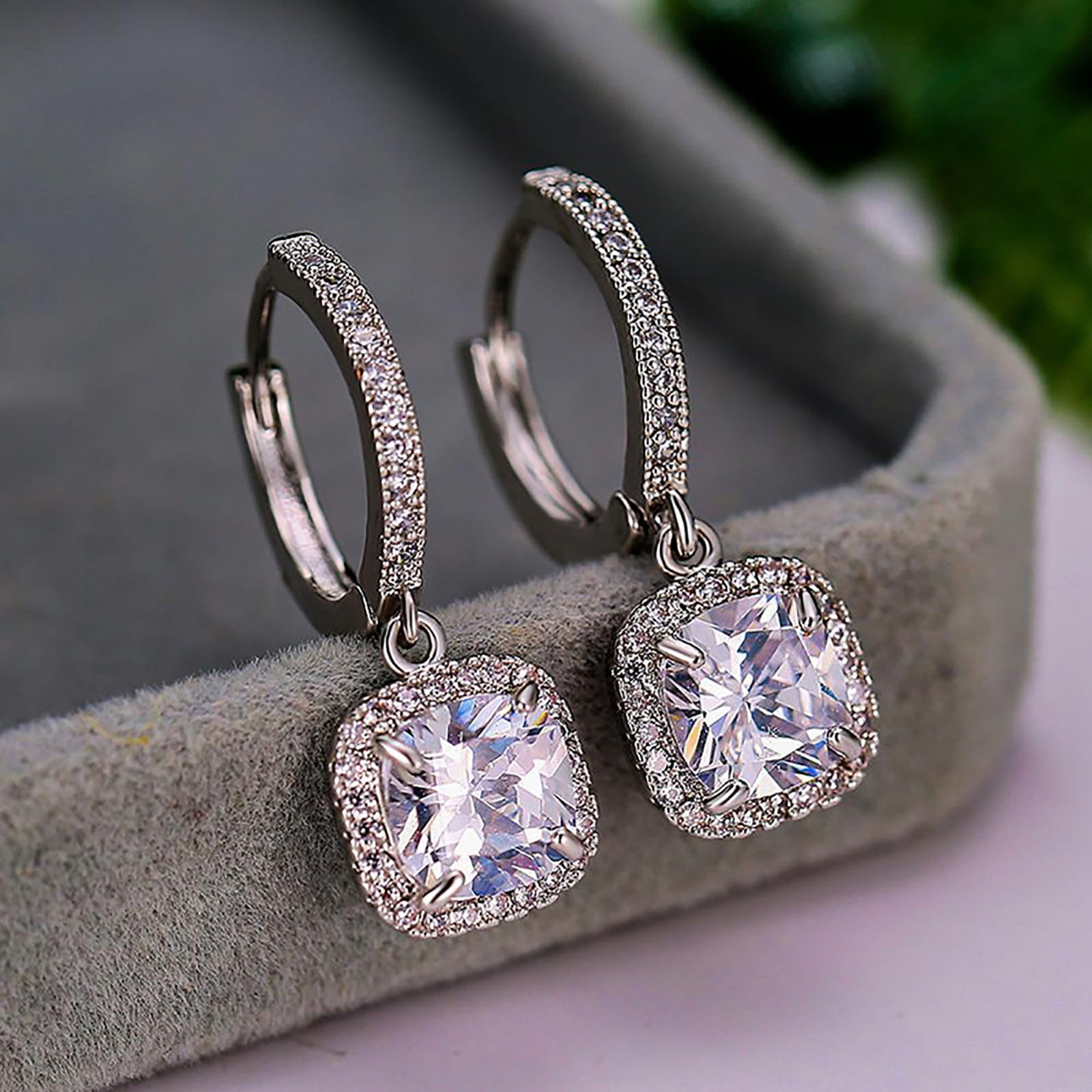 Elegant Diamond Zircon Drop Earrings for Women - Shimmering Wave Design ...