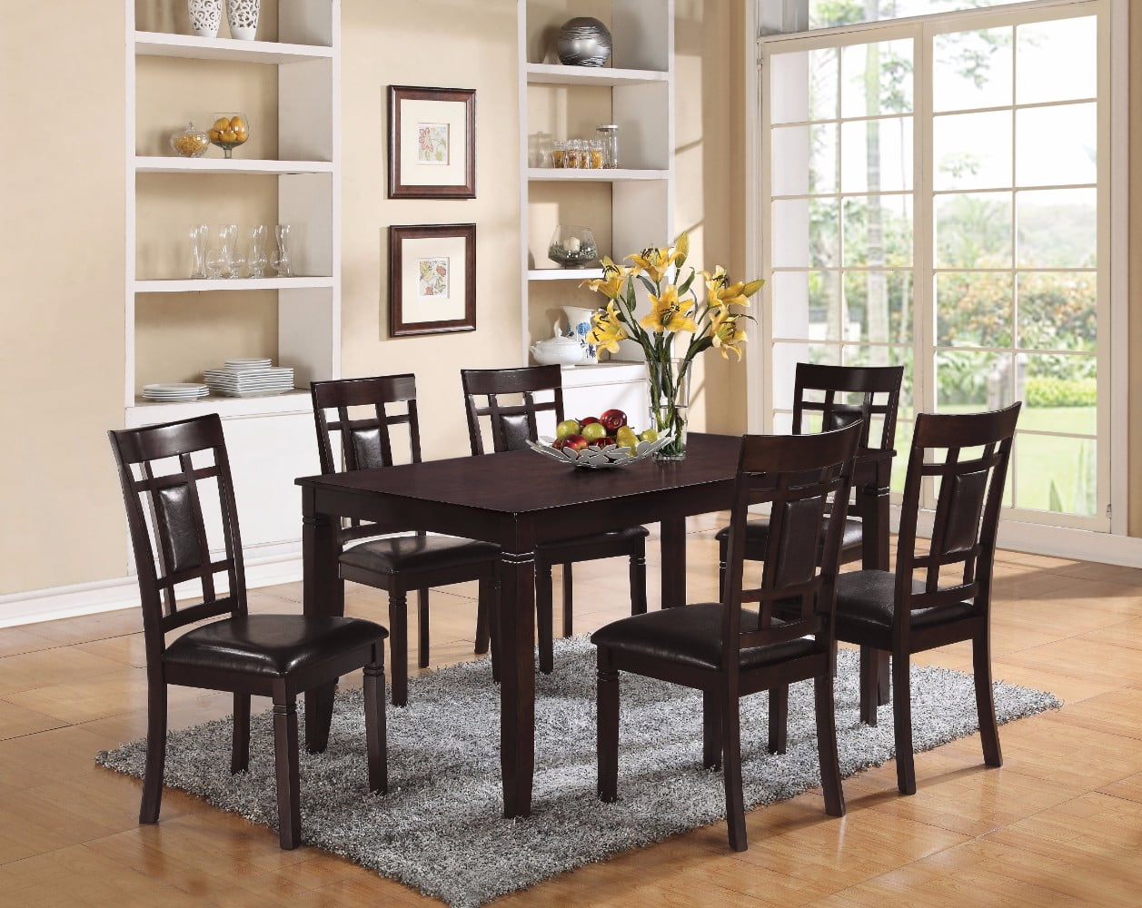 Elegant Dining Set, Espresso Brown, 7 Piece Pack - Walmart.com
