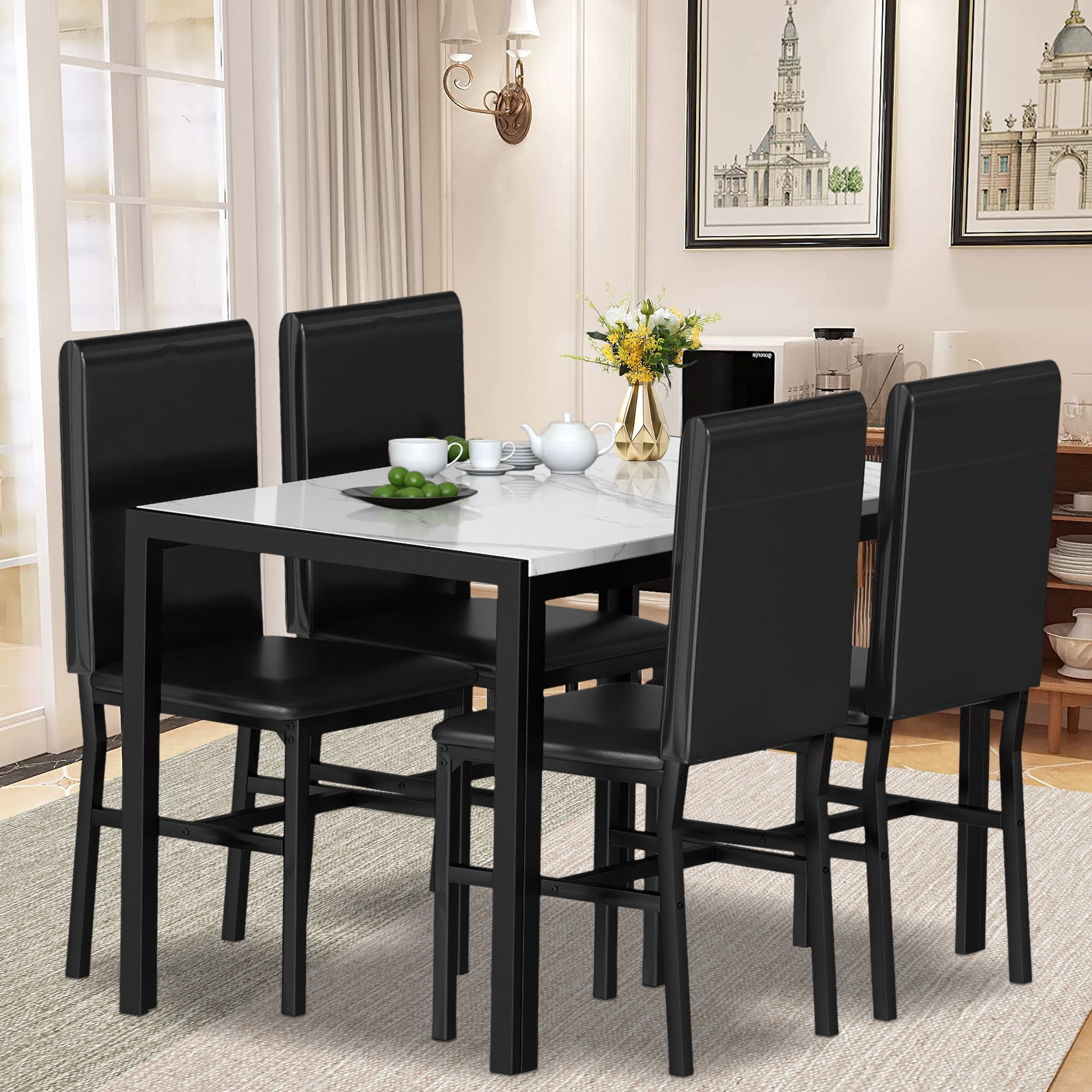 Elegant Dining Table Sets, 47''x28''x30.7'' Metal Kitchen Table Sets ...