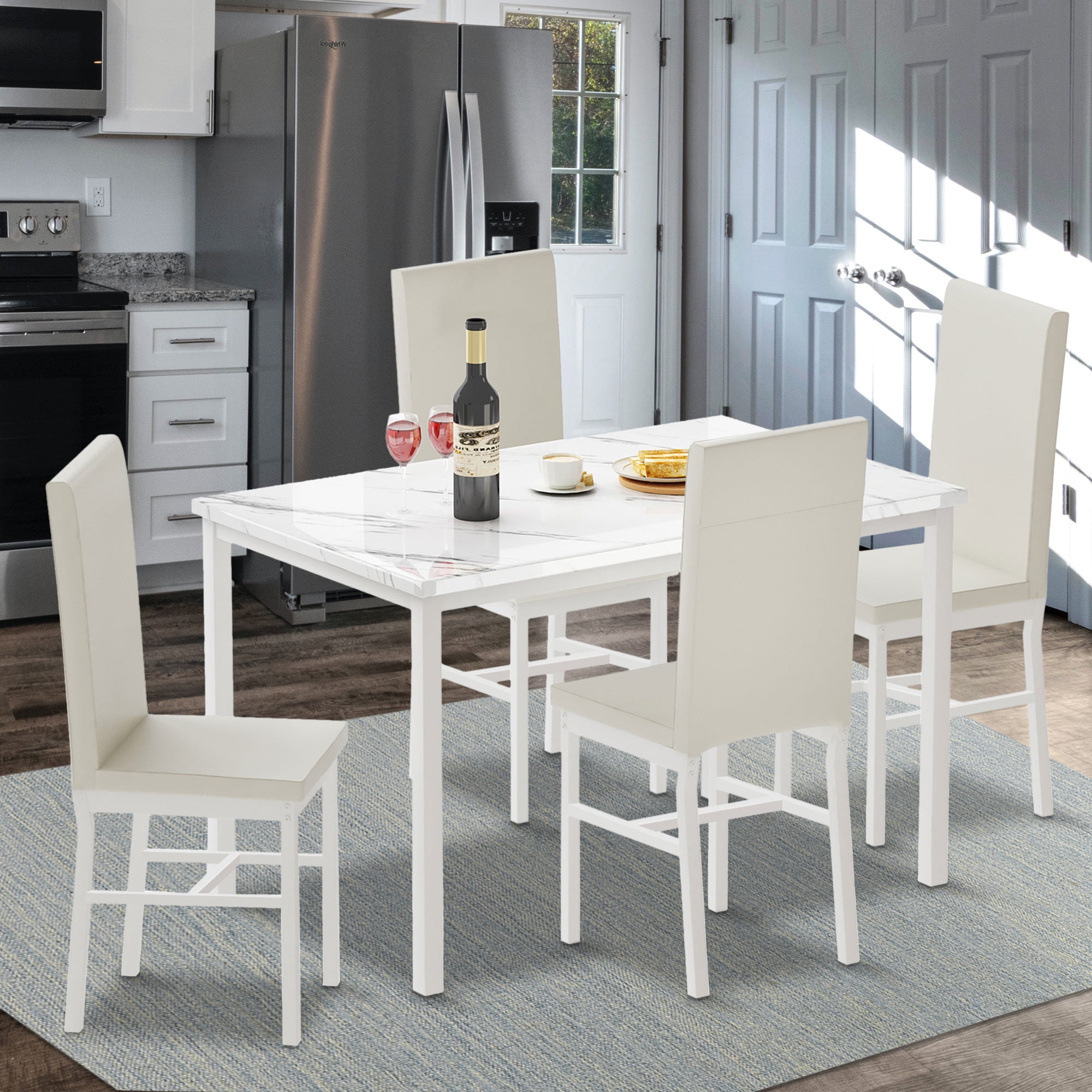 Elegant Dining Table Sets, 47''x28''x30.7'' Metal Kitchen Table Sets ...