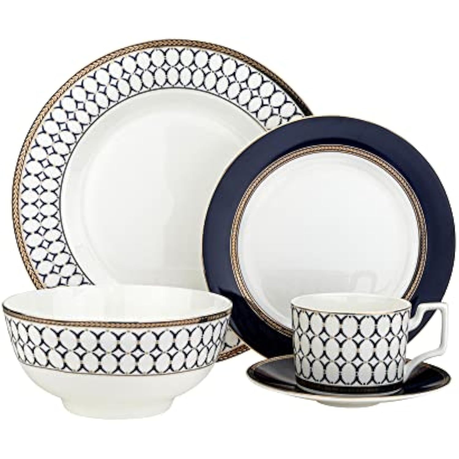 Elegant Dinnerware Set for 4, Dinner Plates, Soup Plates, Bone China ...