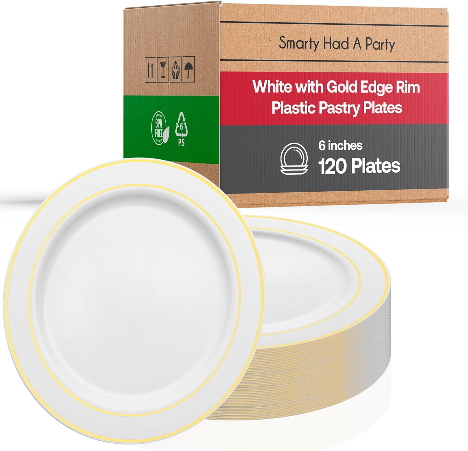 Elegant Disposable Dessert Plates, 6" Heavy Duty Fancy White Plastic ...