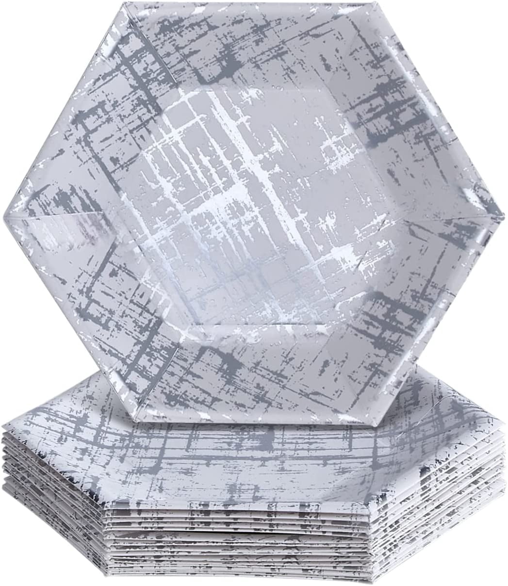 Elegant Disposable Dinnerware - Arctic Collection, Hexagon Dinner ...