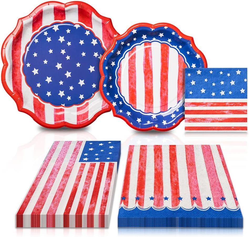 Elegant Disposable Paper Plates Table Setting, 64 Piece Set with 8 ...