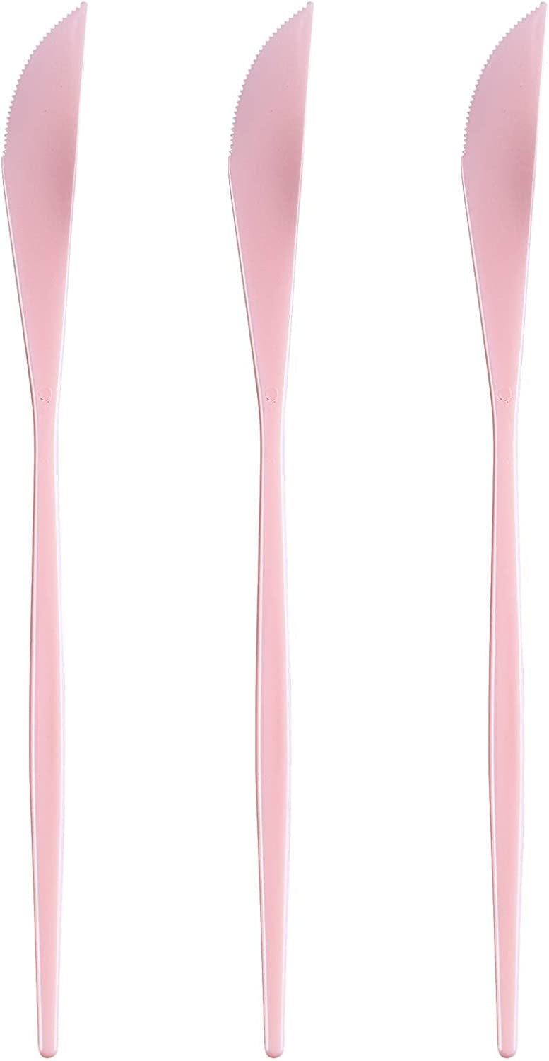Elegant Disposable Pink Silverware Set, Disposable Plastic Cutlery Set ...