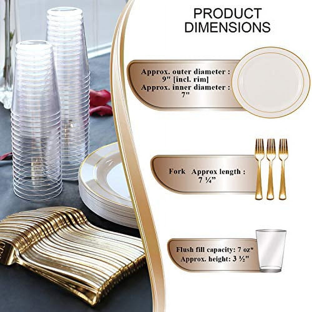Elegant Disposable Plastic Buffet Party Set for 60 Guests, White with ...
