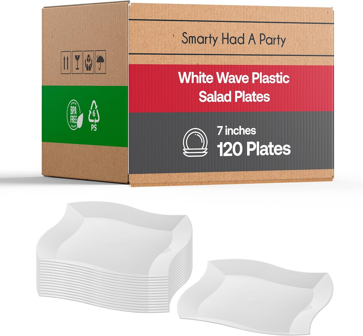 Elegant Disposable Plastic Dessert 120 Plates - 7" Heavy Duty Wave ...