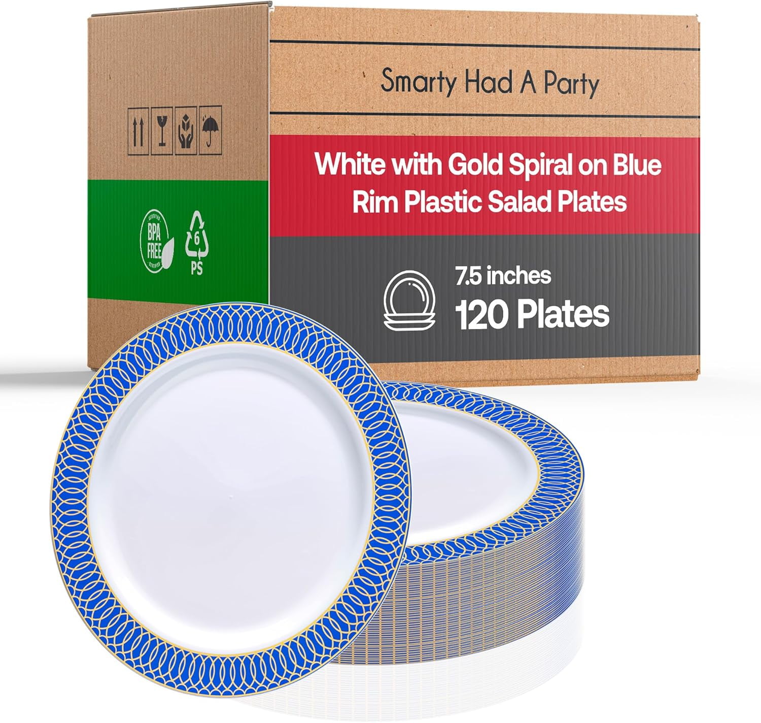 Elegant Disposable Plastic Dessert Plates 120 Pcs, 7.25" Heavy Duty ...