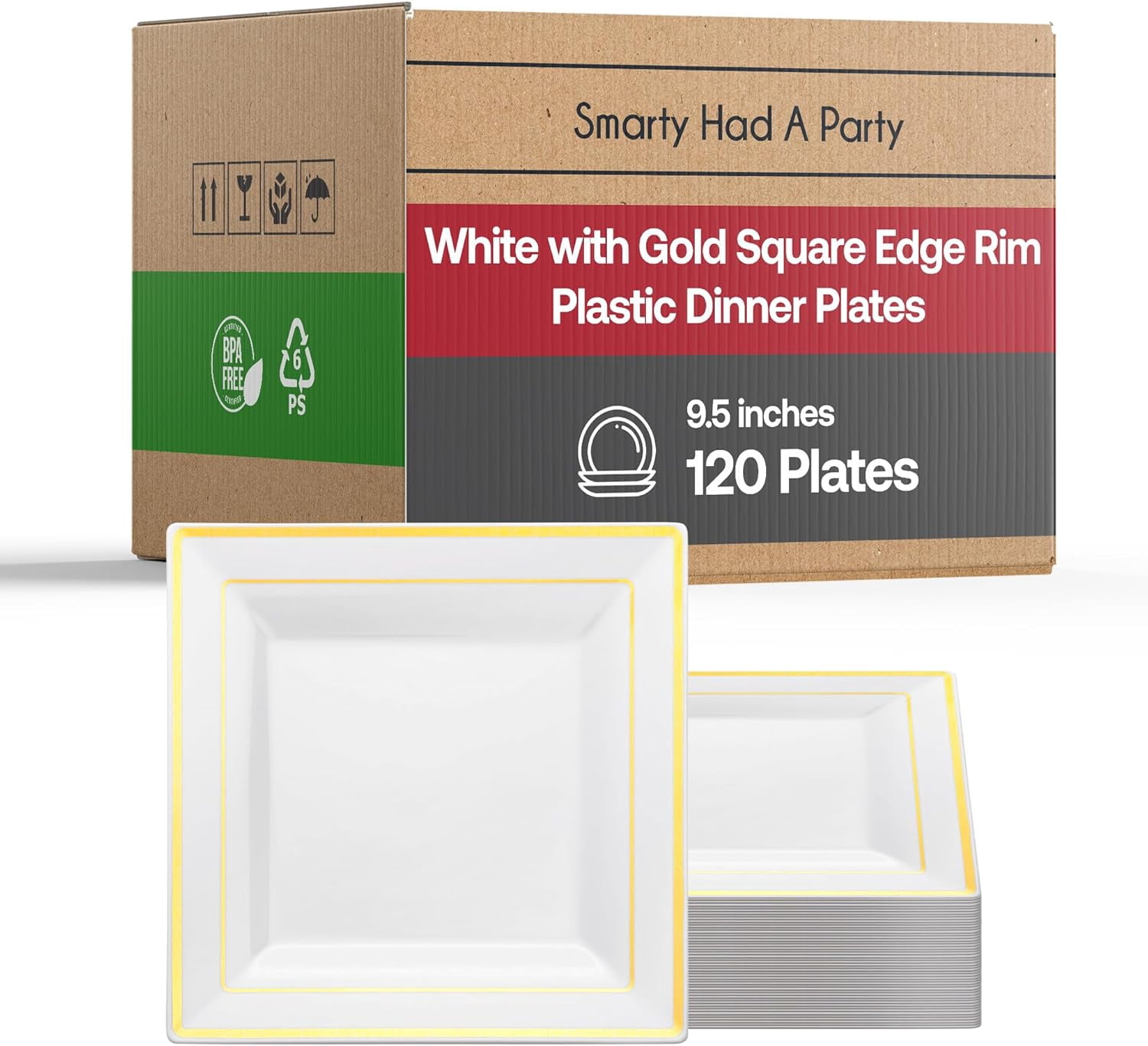 Elegant Disposable Plastic Dinner 120 Plates - Heavy Duty Fancy Square ...
