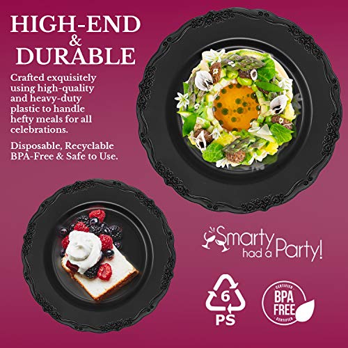 Elegant Disposable Plastic Dinner Plates 120 Pcs, 10" Heavy Duty Black ...