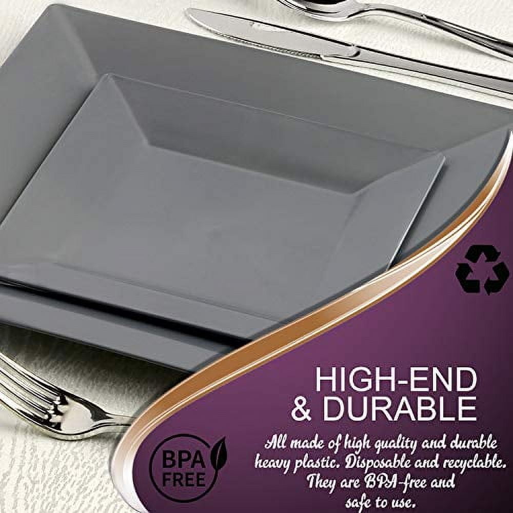 Elegant Disposable Plastic Dinner Plates - 120 Plates - Heavy Duty ...