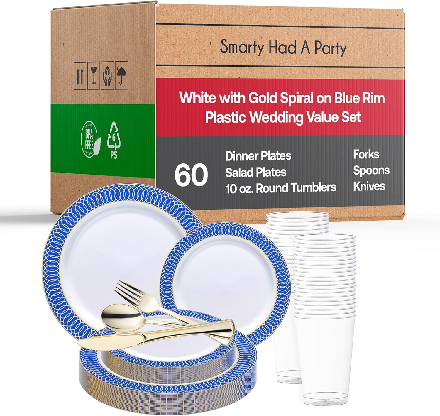 Elegant Disposable Plastic Dinnerware Set for 60 Guests - Fancy White ...