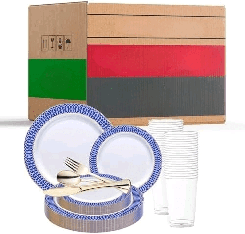 Elegant Disposable Plastic Dinnerware Set for 60 Guests - Fancy White ...