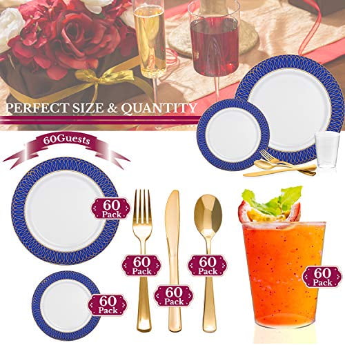 Elegant Disposable Plastic Dinnerware Set for 60 Guests - Fancy White ...