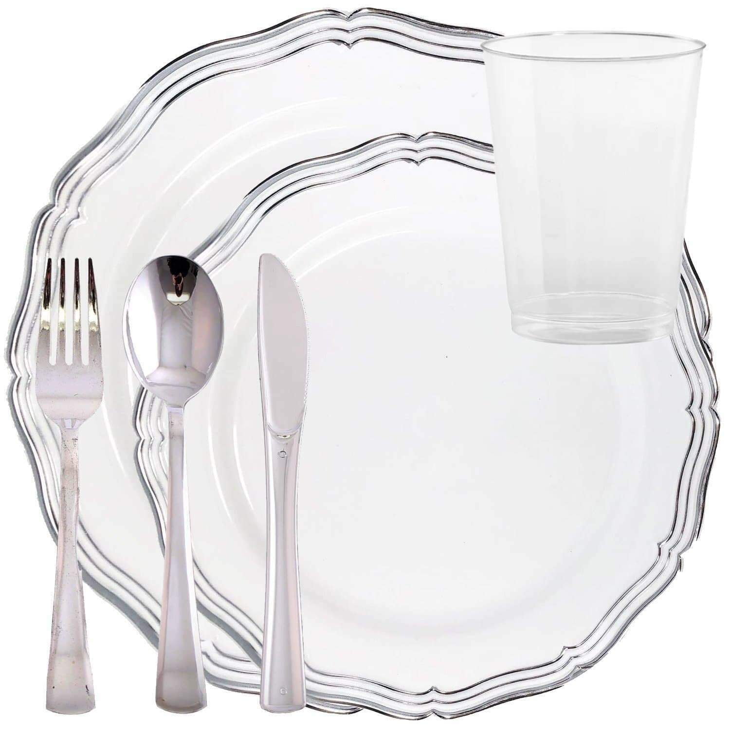 Elegant Disposable Plastic Dinnerware Wedding Party Package Set ...
