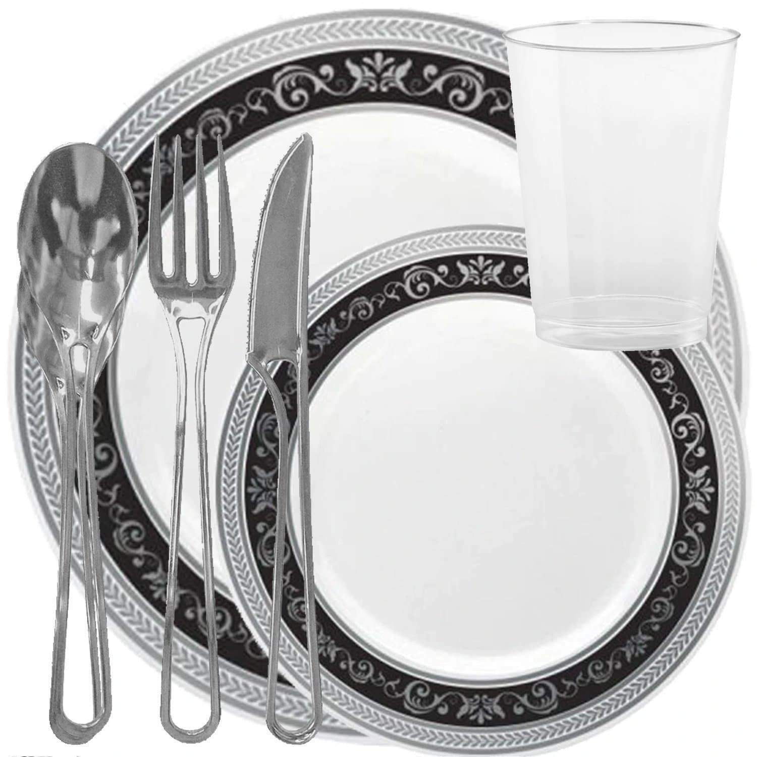 Elegant Disposable Plastic Dinnerware Wedding Party Package Set ...