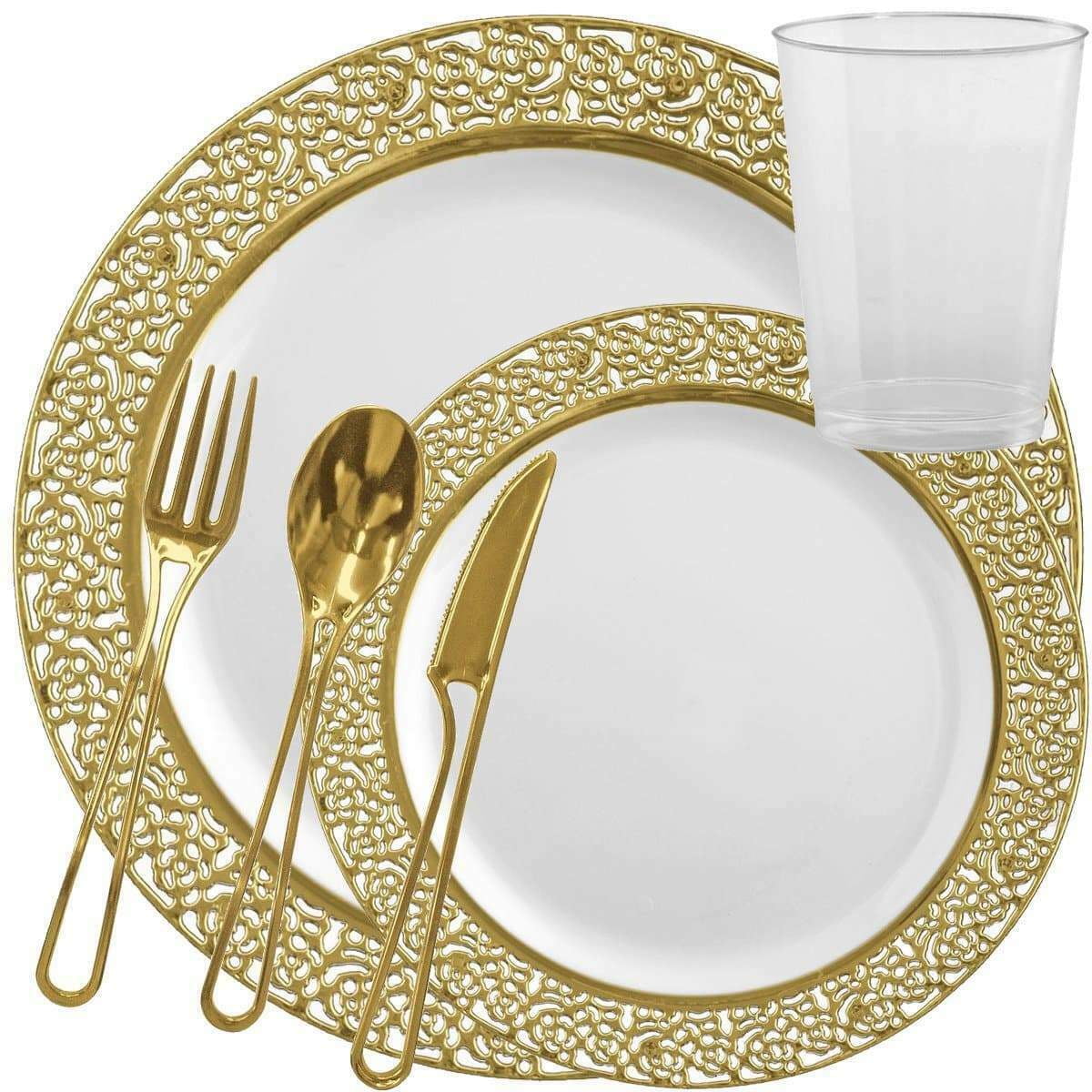 Elegant Disposable Plastic Dinnerware Wedding Party Package Set ...
