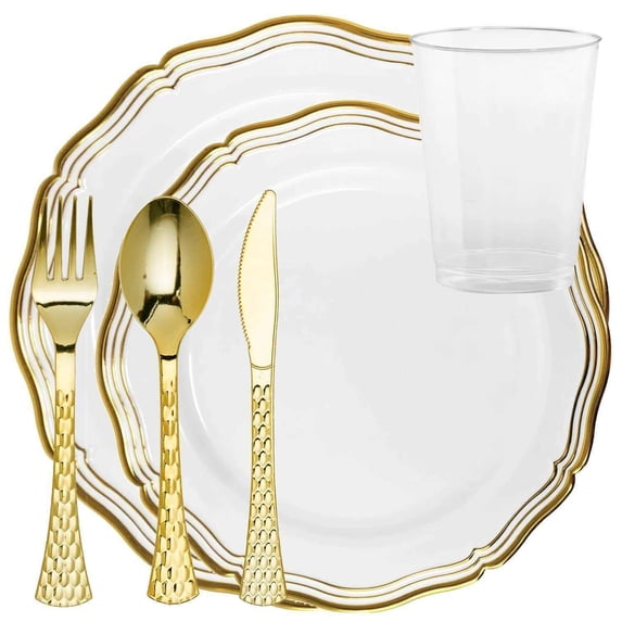 Elegant Disposable Plastic Dinnerware Wedding Party Package Set ...