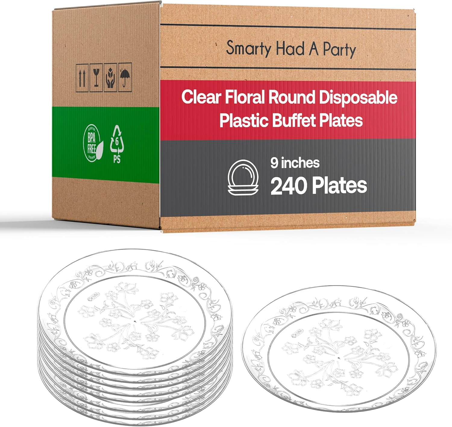 Elegant Disposable Plastic Lunch Plates 240 Pcs - 9.5" Heavy Duty Fancy ...