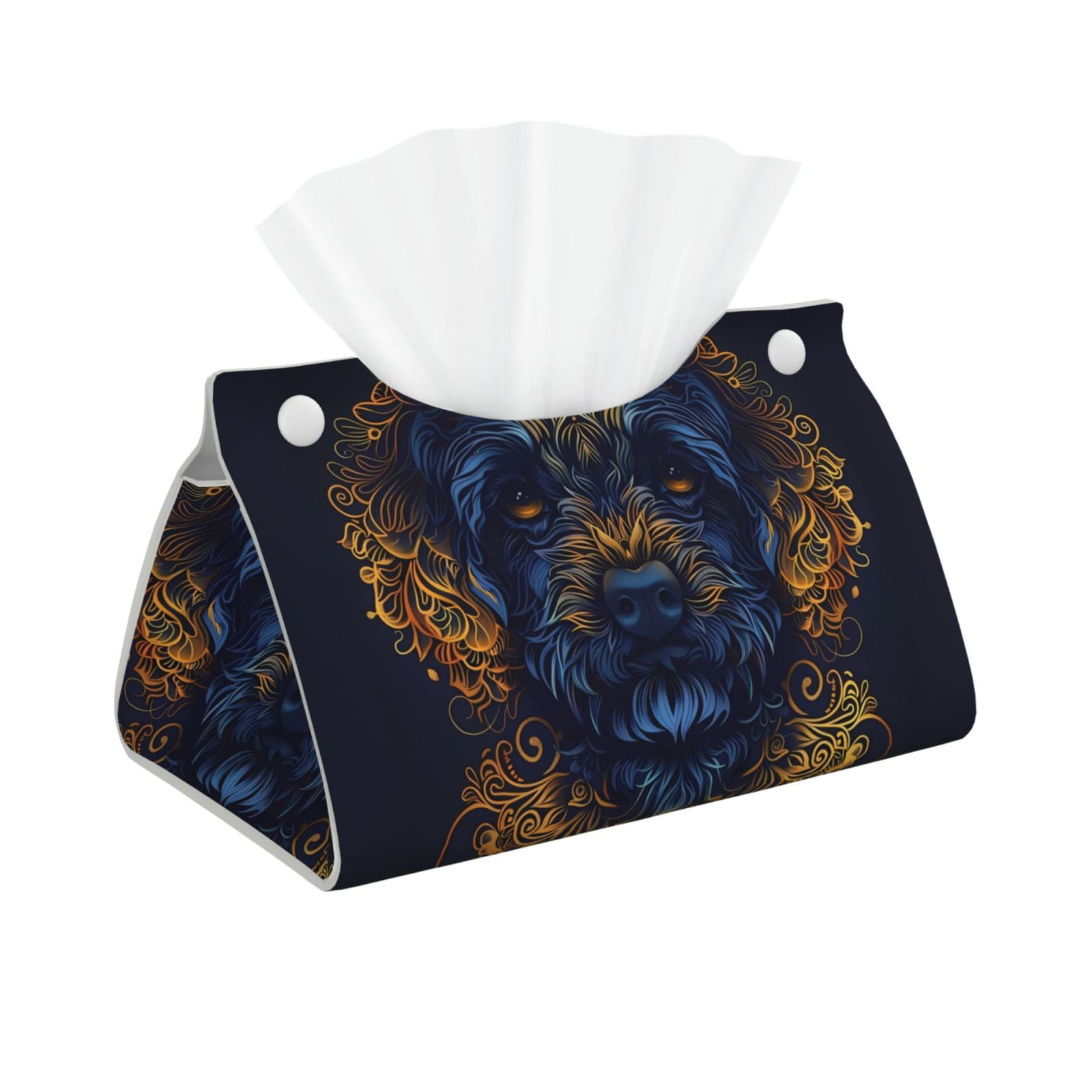 Elegant Dog Mandala Art Long Leather Tissue Box Cover - Tissue Box ...