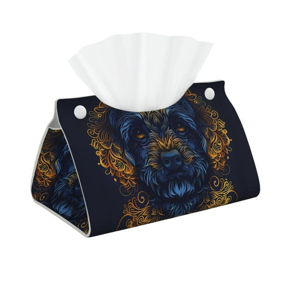 Elegant Dog Mandala Art Long Leather Tissue Box Cover - Tissue Box ...