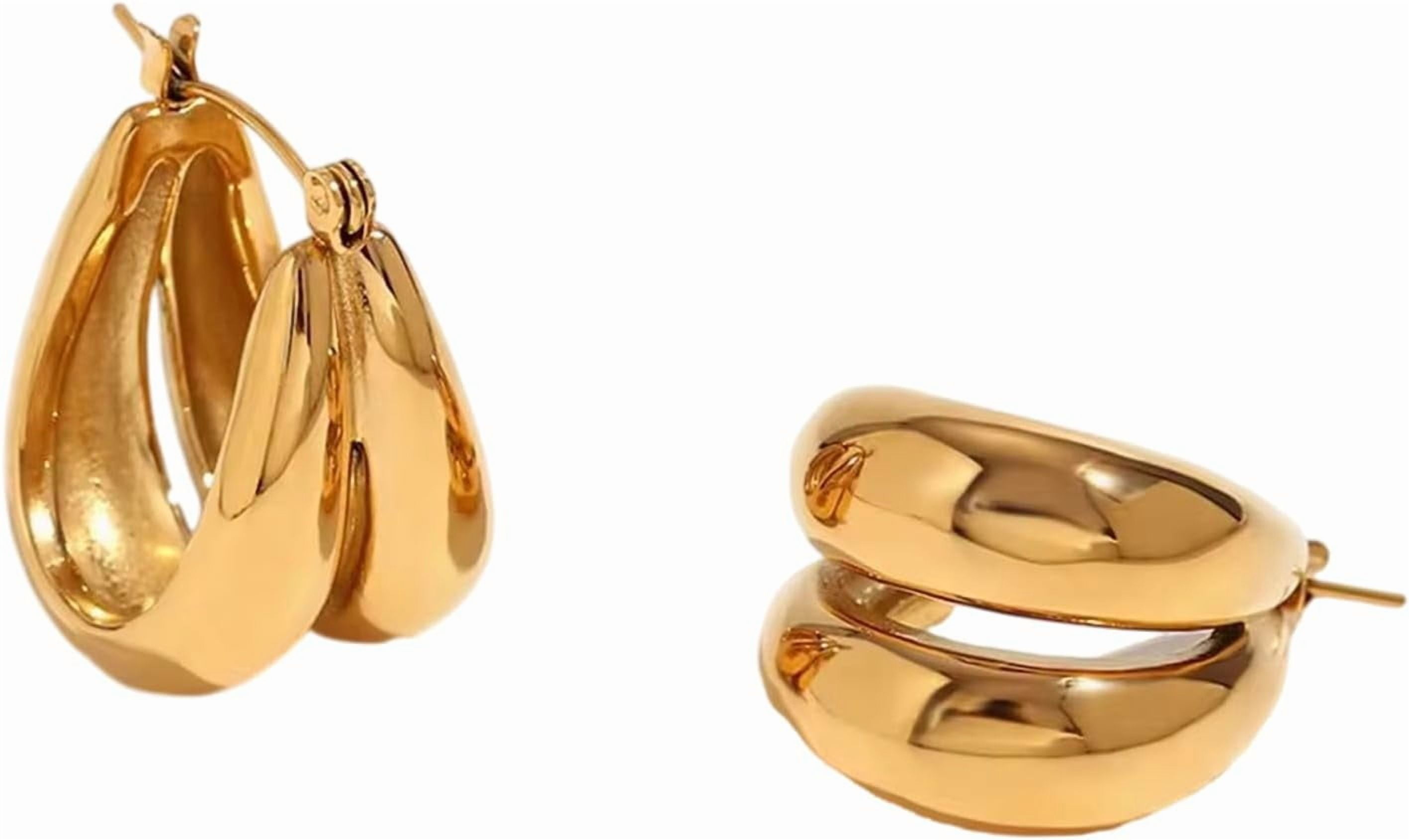 Elegant Double U Shaped Hoop Earrings for Women Titaniumed Steel ...