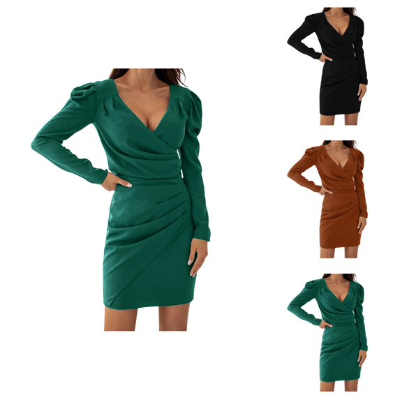 Elegant Dresses for Women Prom Dress Womens V Neck Black Dress Mini ...