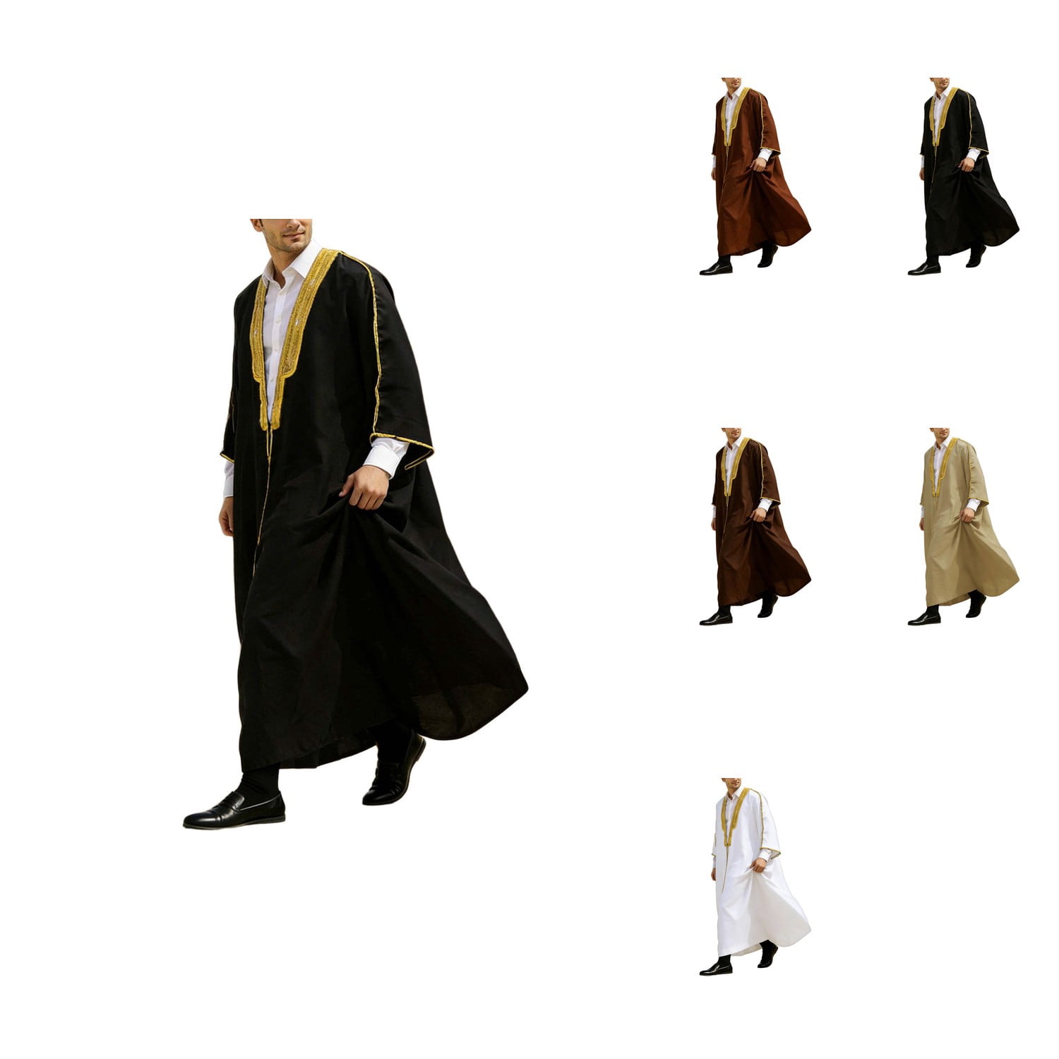 Elegant Embroidered Jubba Thobe, Men's Formal Long Robe with Long ...