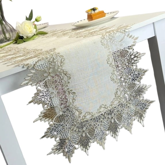 Elegant Embroidered Lace Table Runner For Dining Decors Polyester ...