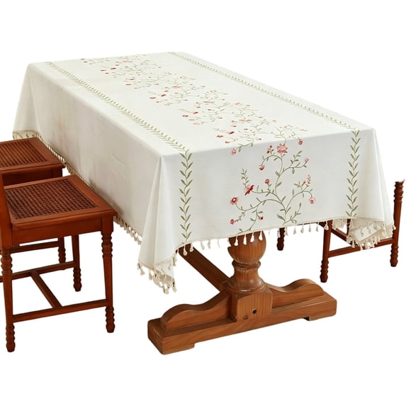 Elegant Embroidered Waterproof Tablecloth with Nonslip Backing for ...