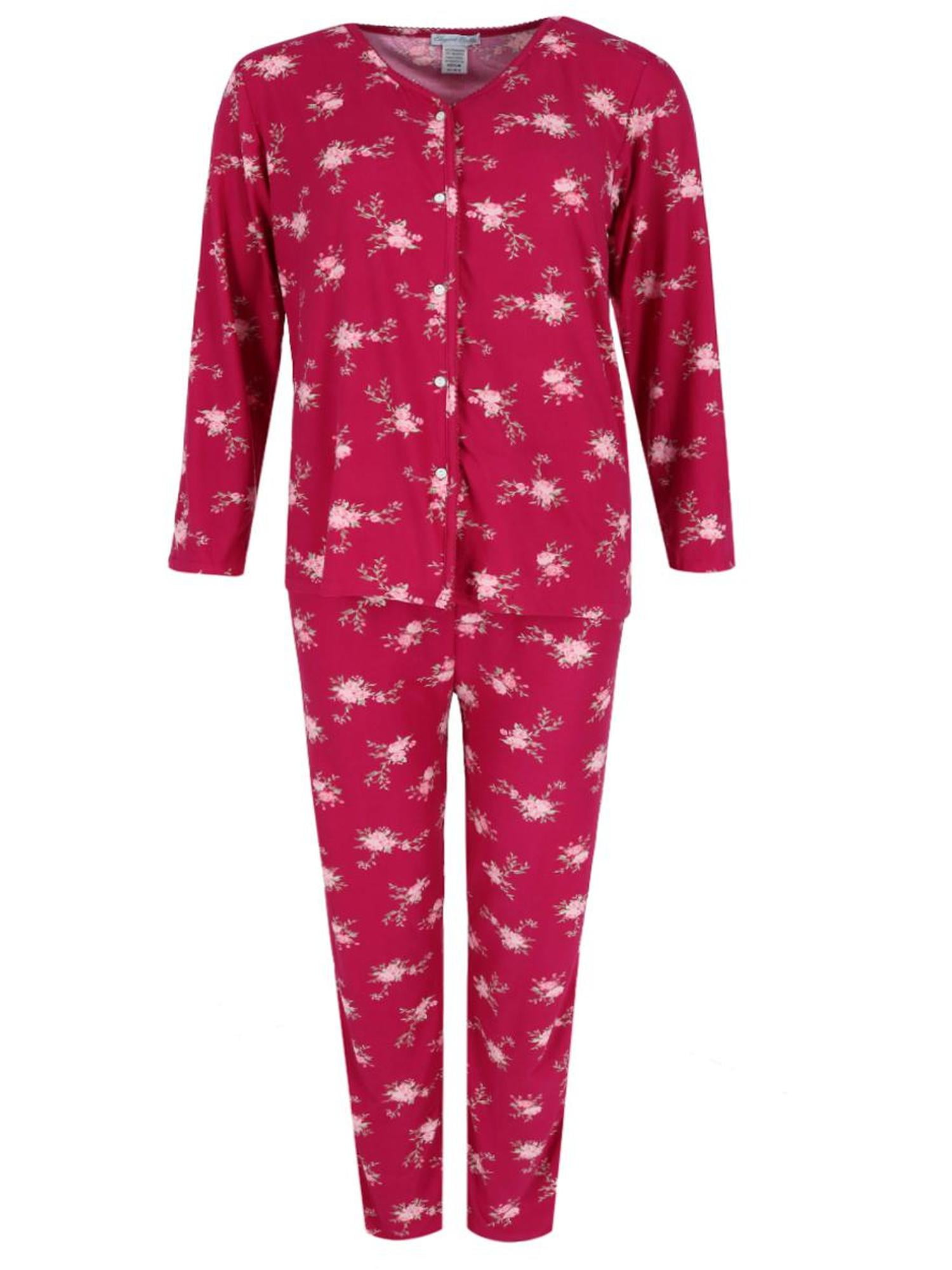Elegant Emily Burgundy Floral Pajama Set (Women's Plus) - Walmart.com