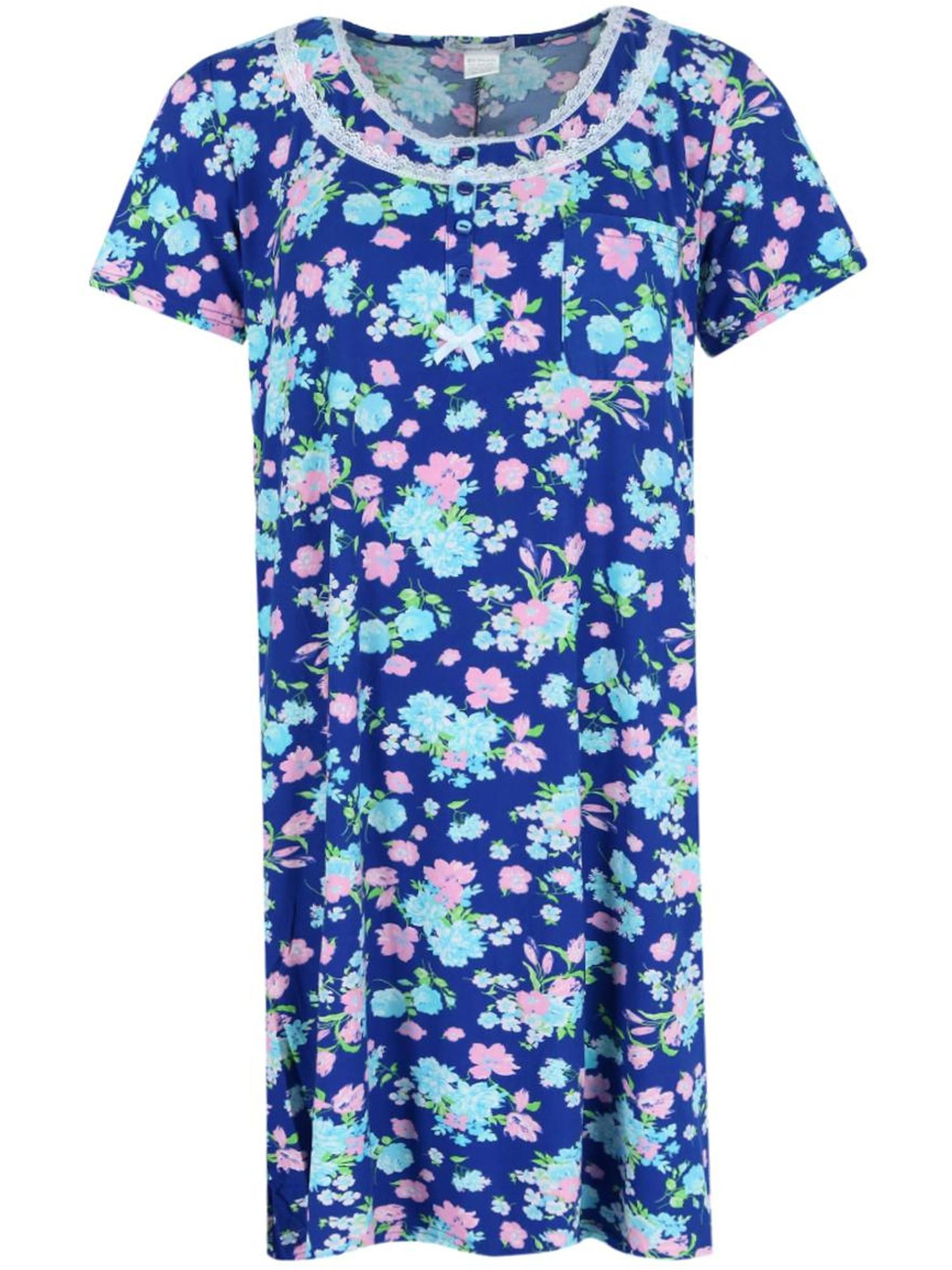 Elegant Emily Floral Henley Short Sleeve Sleep Gown (Women) - Walmart.com