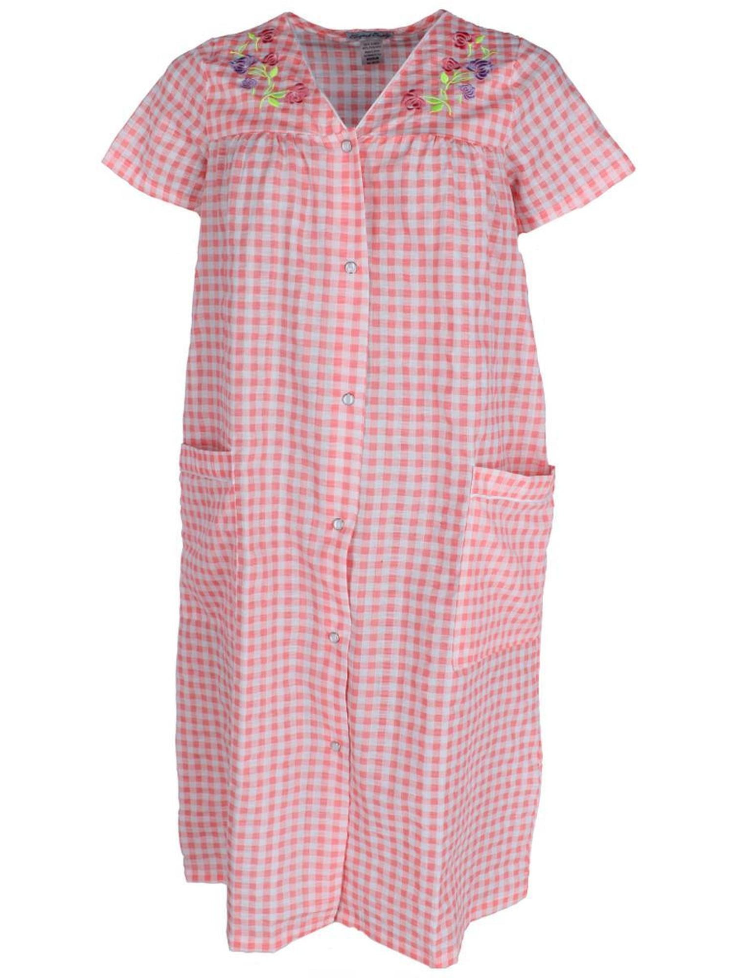 Elegant Emily Gingham Duster with Floral Detailing (Women's Plus ...