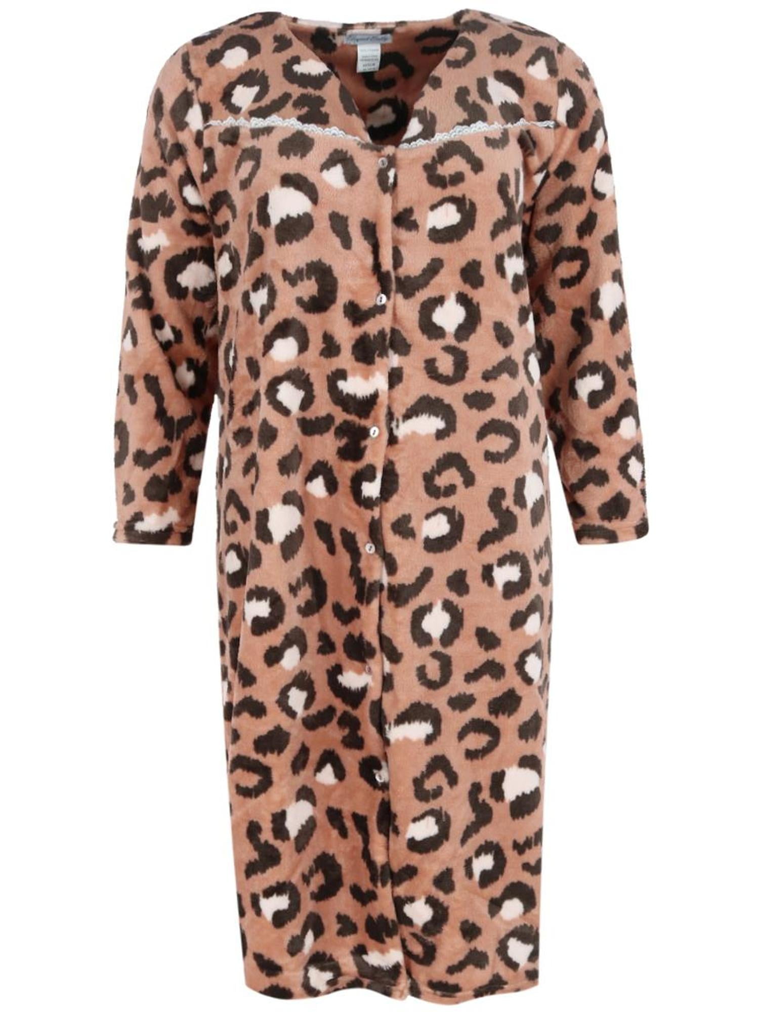 Elegant Emily Leopard Snap Front Long Sleeve Duster (Women) - Walmart.com