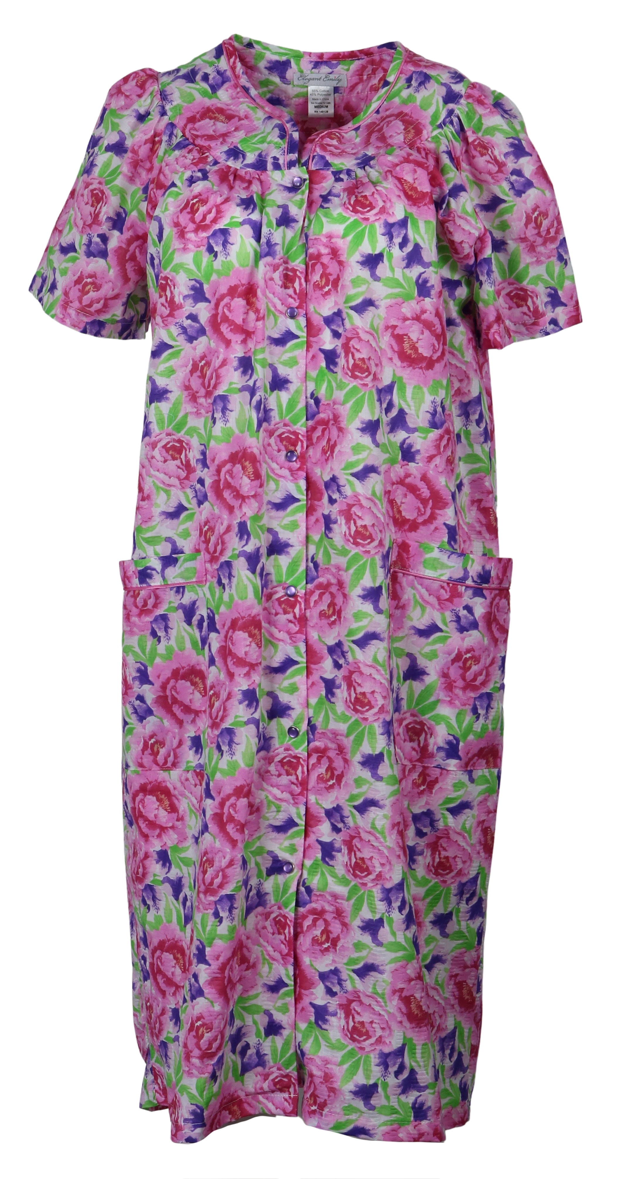 Elegant Emily Plus Size Women's Snap-Front Duster Robe With Pockets ...