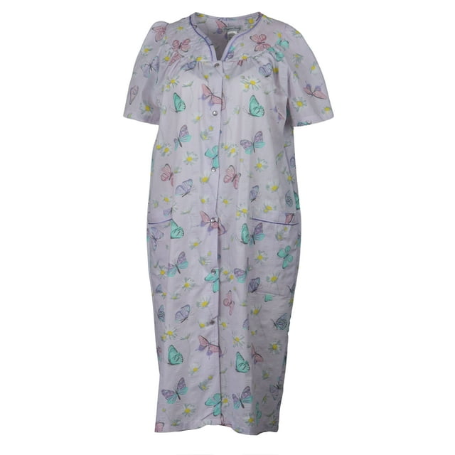 Elegant Emily Plus Size Women's Snap-Front Duster Robe With Pockets ...