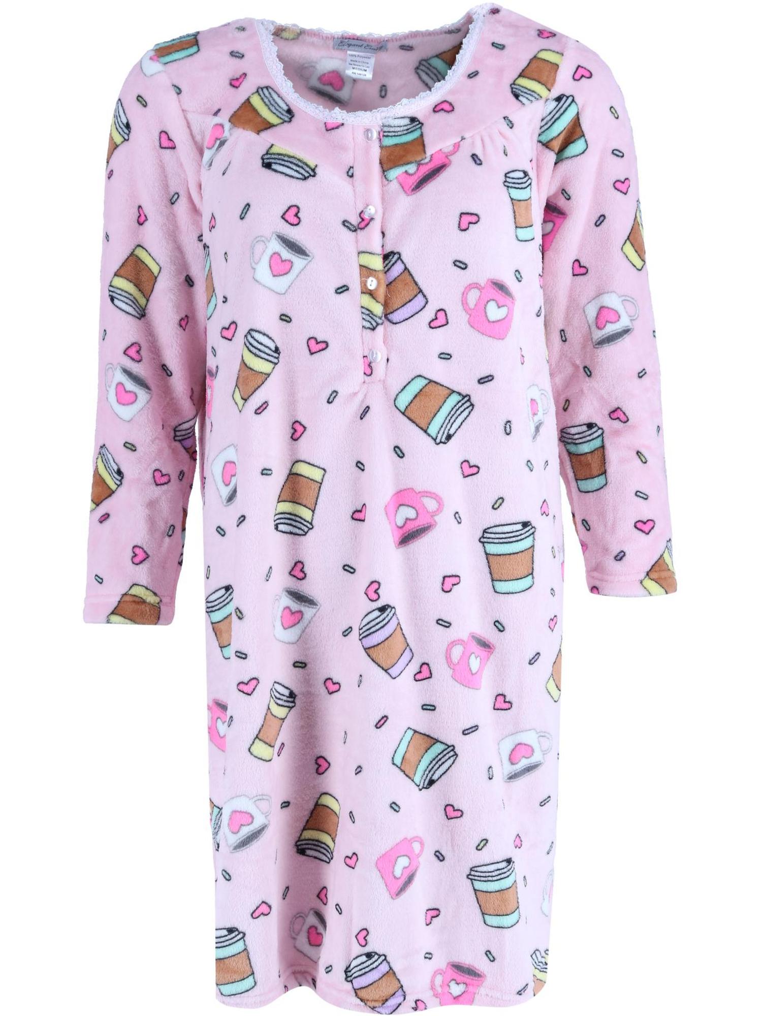 Elegant Emily Plush Coffee Print Sleep Gown (Women) - Walmart.com