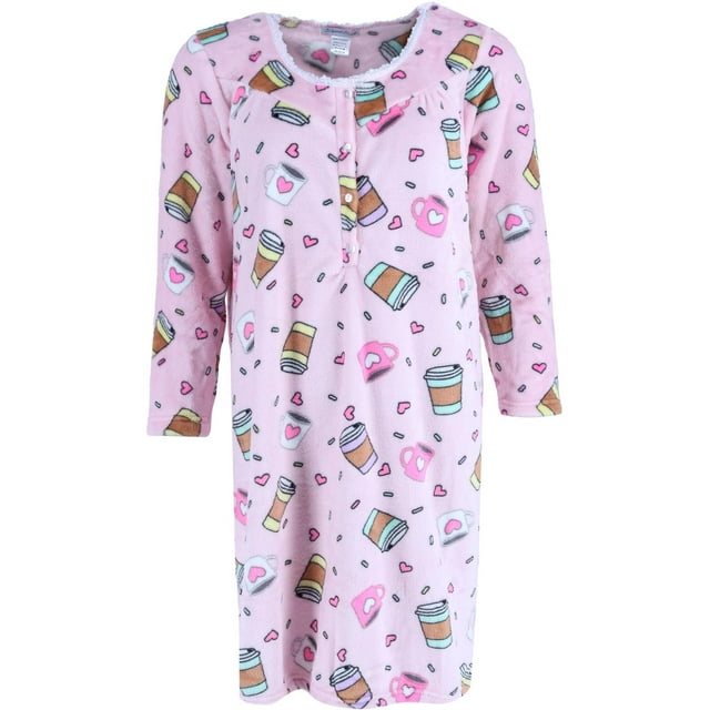 Elegant Emily Plush Coffee Print Sleep Gown (Women) - Walmart.com