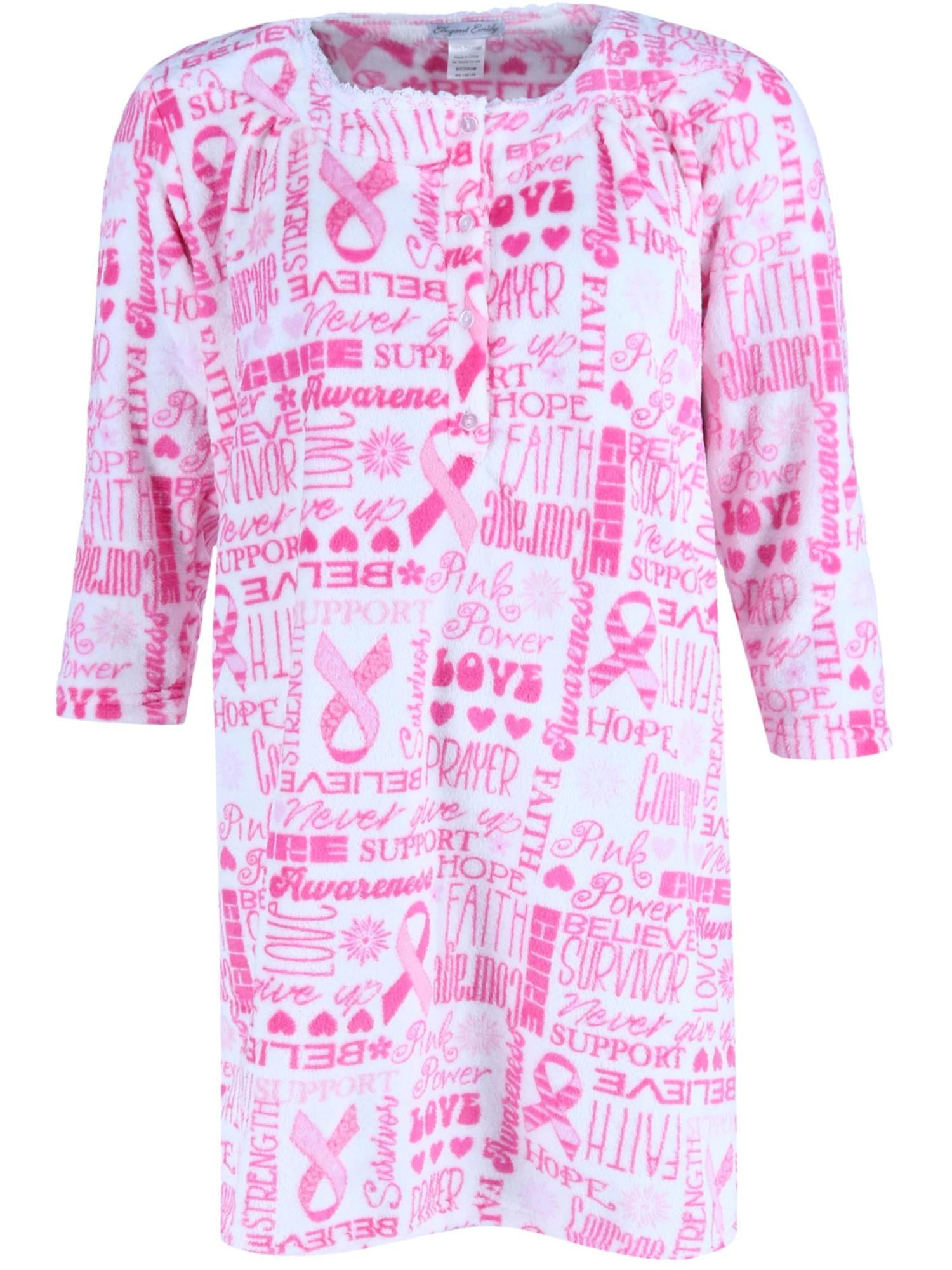 Elegant Emily Plush Pink Ribbon Sleep Gown (Women) - Walmart.com