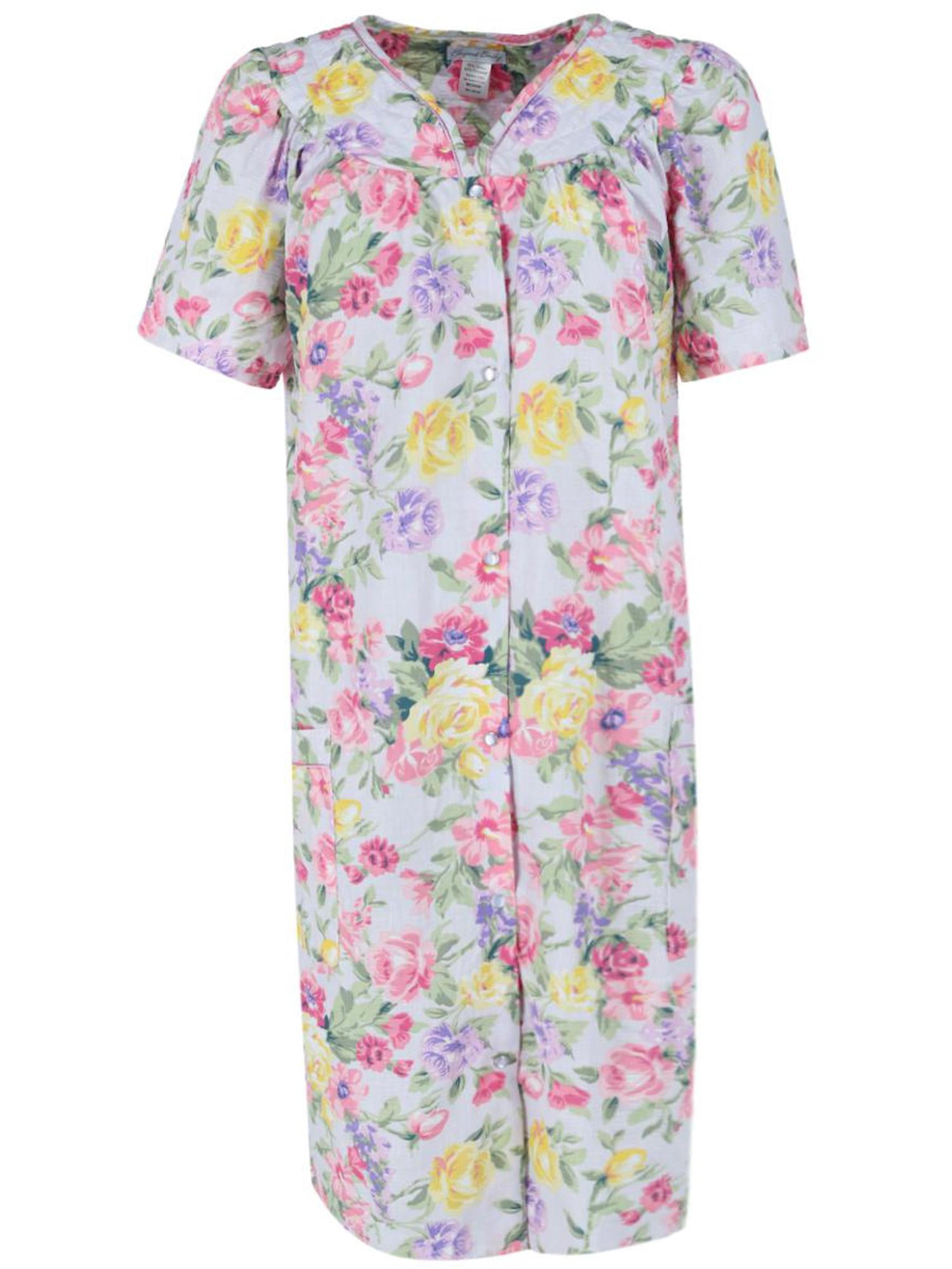 Elegant Emily Snap Front Short Sleeve Pattern Duster (Women) - Walmart.com