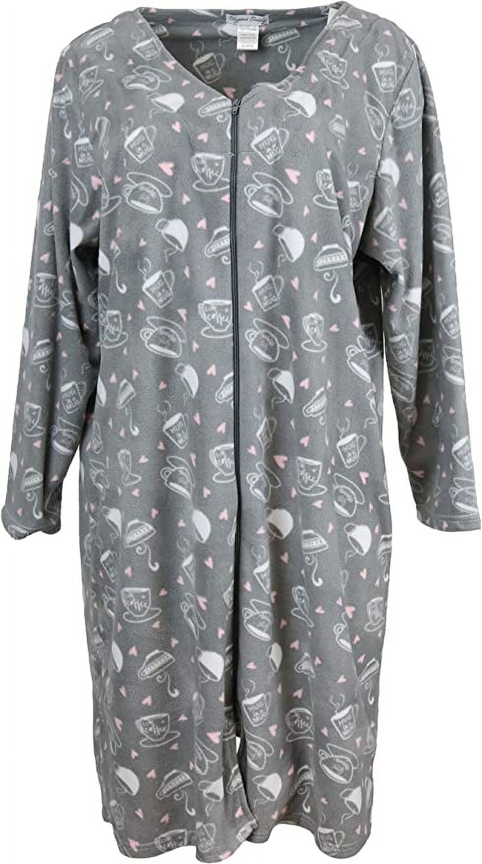 Elegant Emily Women's Fleece Zipper Front Duster Robe - Grey Coffee ...