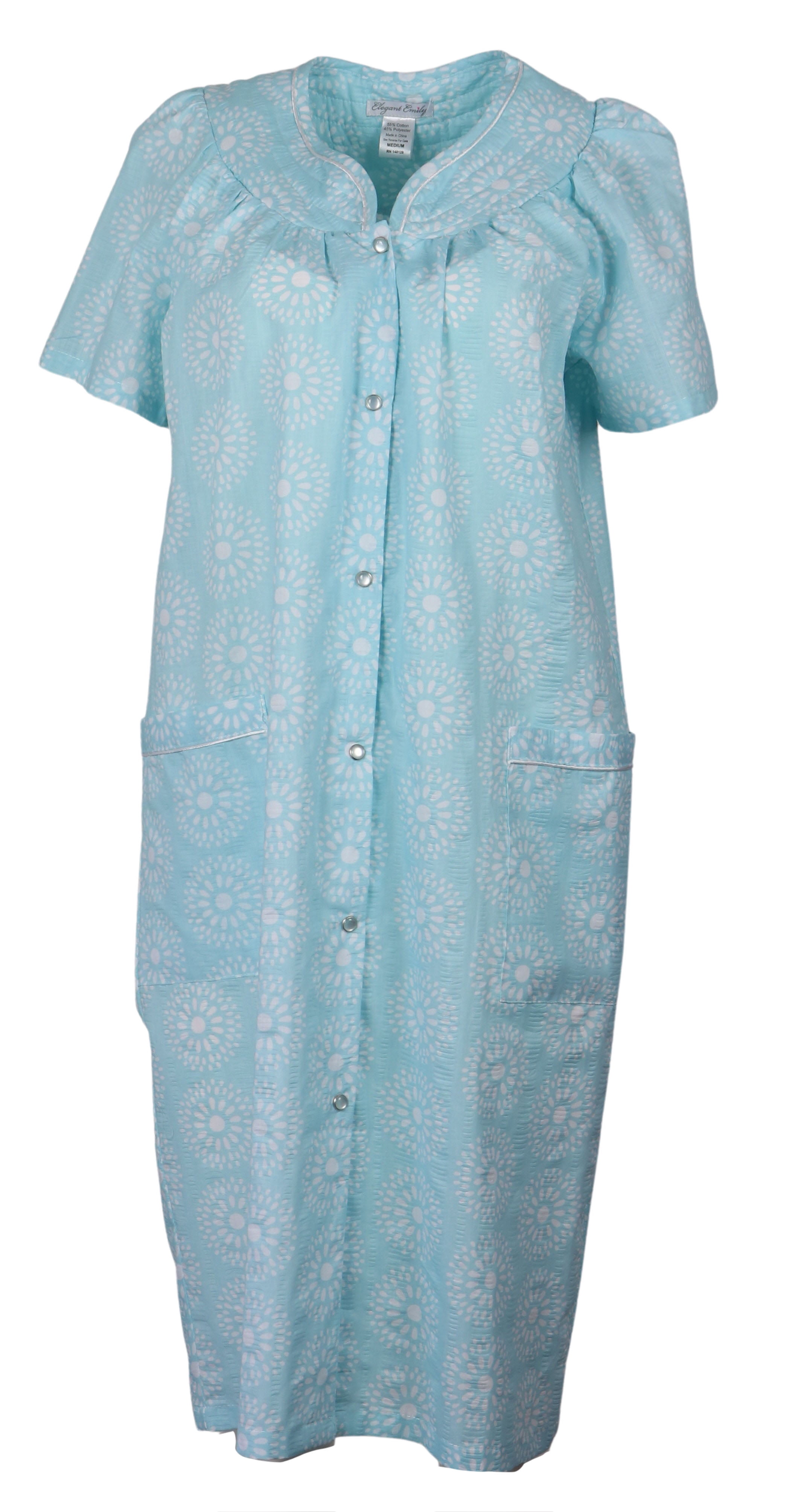Elegant Emily Women's Snap-Front Duster Robe With Pockets - Aqua ...