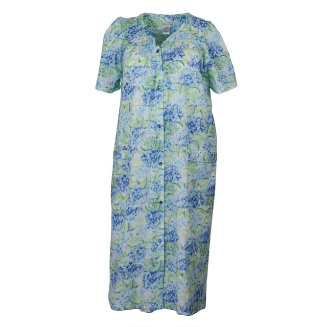 Elegant Emily Women's Snap-Front Duster Robe With Pockets - Blue ...