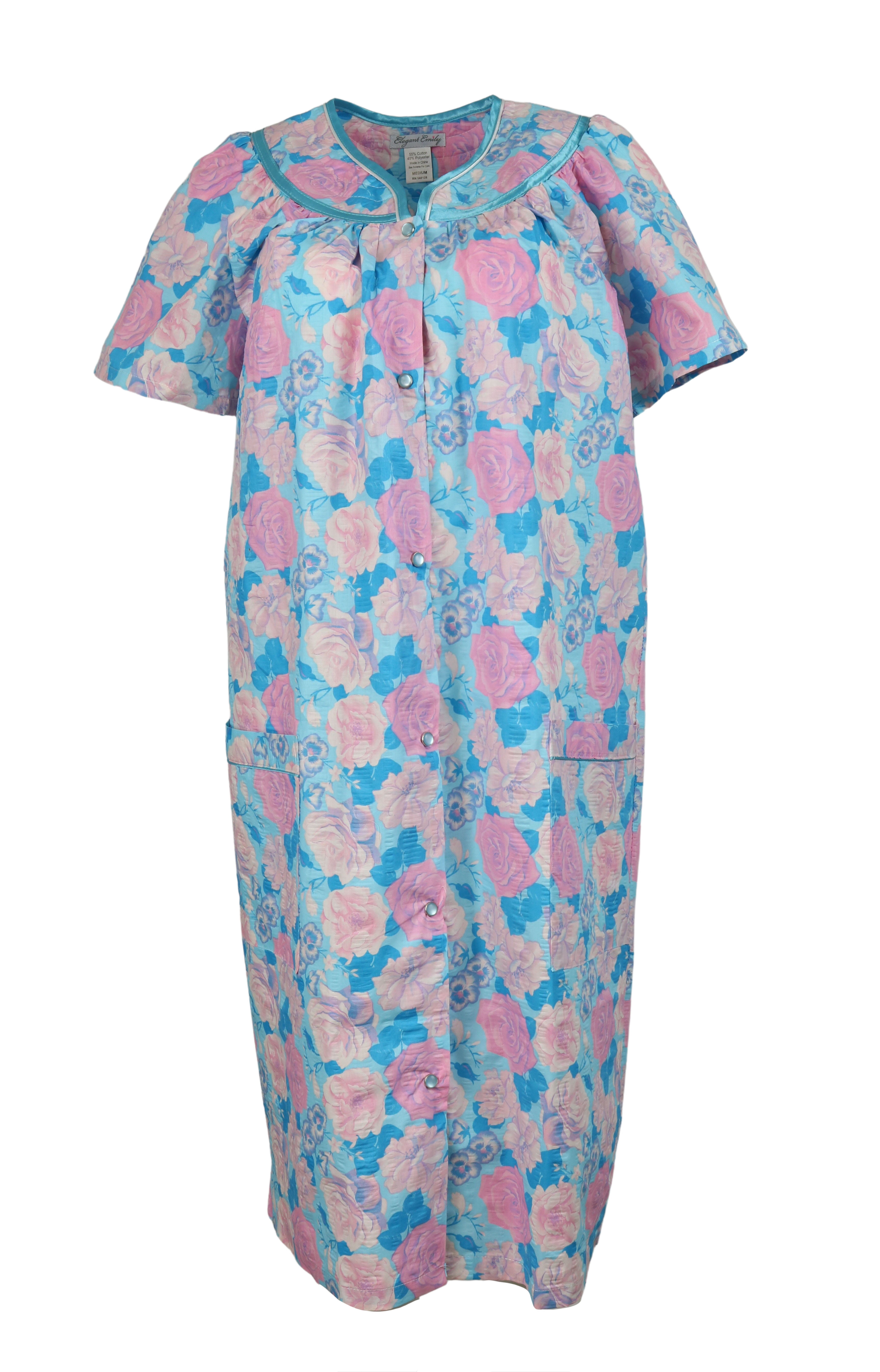 Elegant Emily Women's Snap-Front Duster Robe With Pockets - Dreamy ...