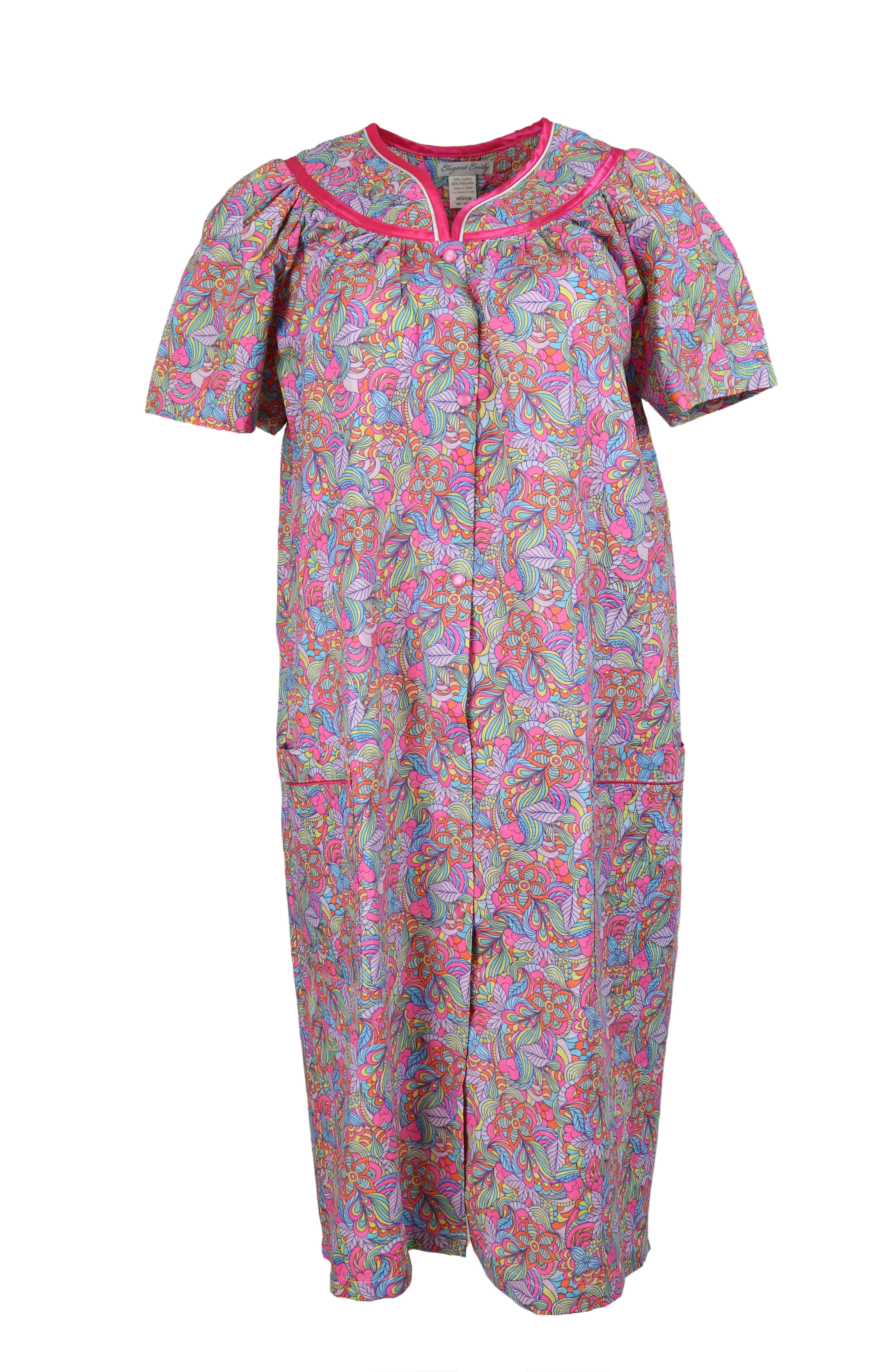 Elegant Emily Women's Snap-Front Duster Robe With Pockets - Funky ...