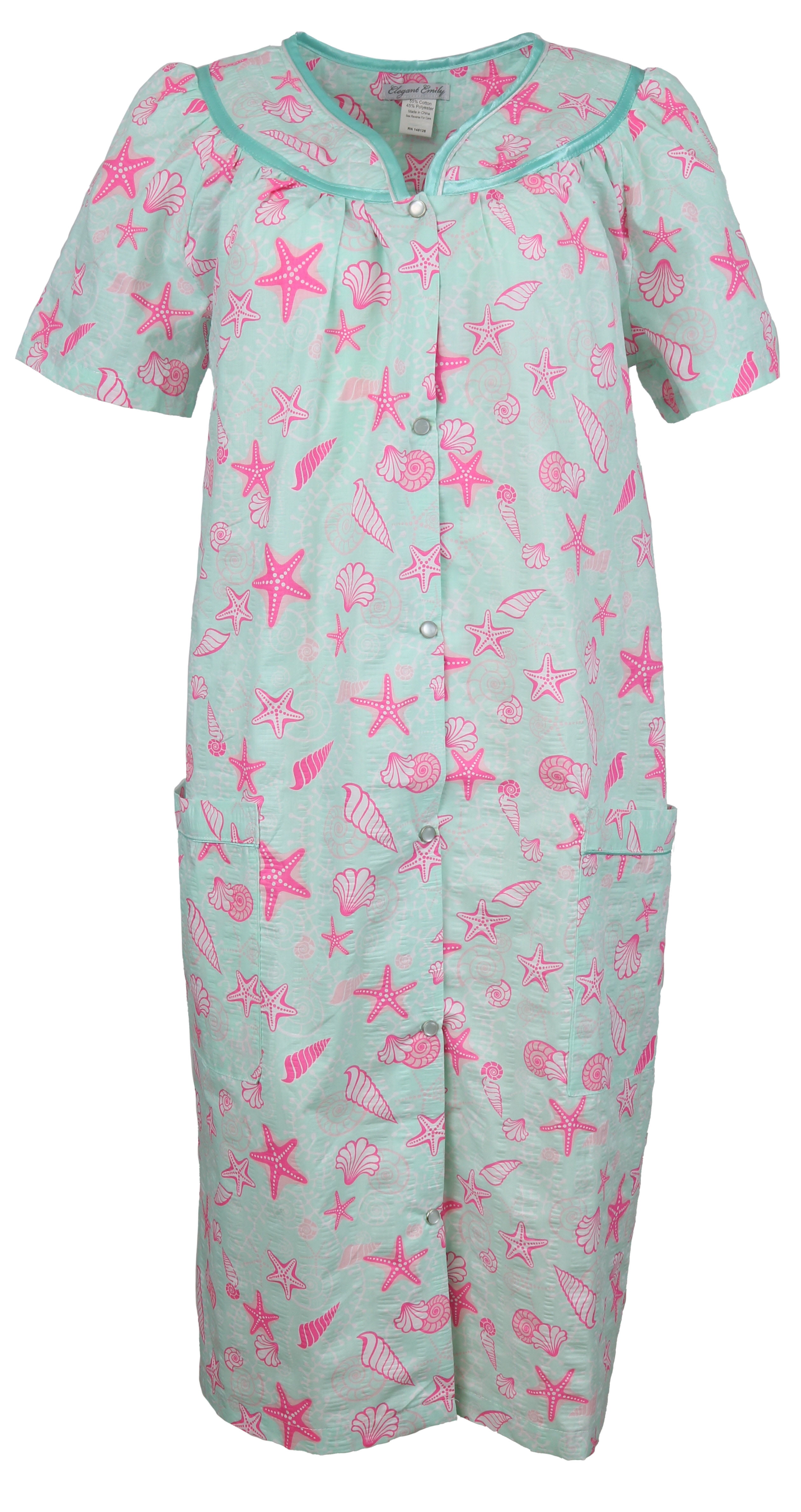 Elegant Emily Women's Snap-Front Duster Robe With Pockets - Icy Blue ...