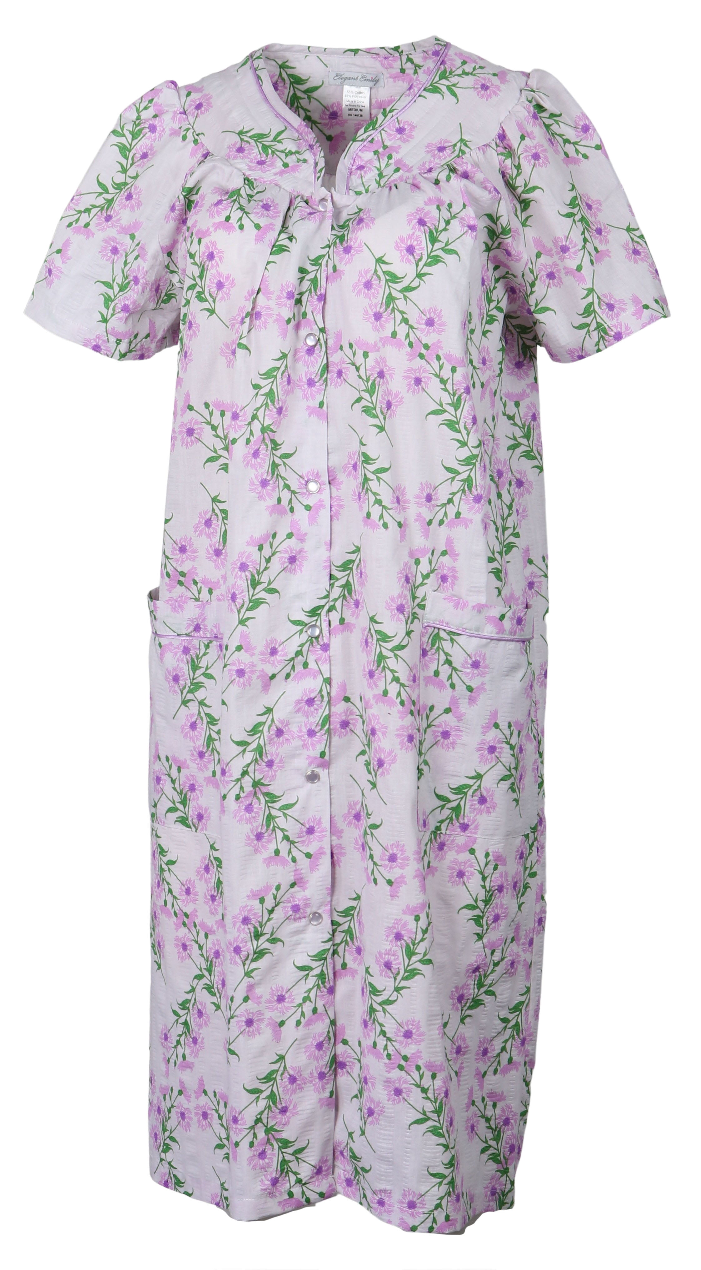 Elegant Emily Women's Snap-Front Duster Robe With Pockets - Lavender ...