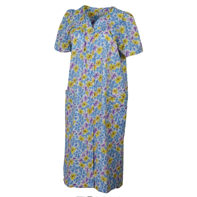 Elegant Emily Women's Snap-Front Duster Robe With Pockets - Mod Florals ...