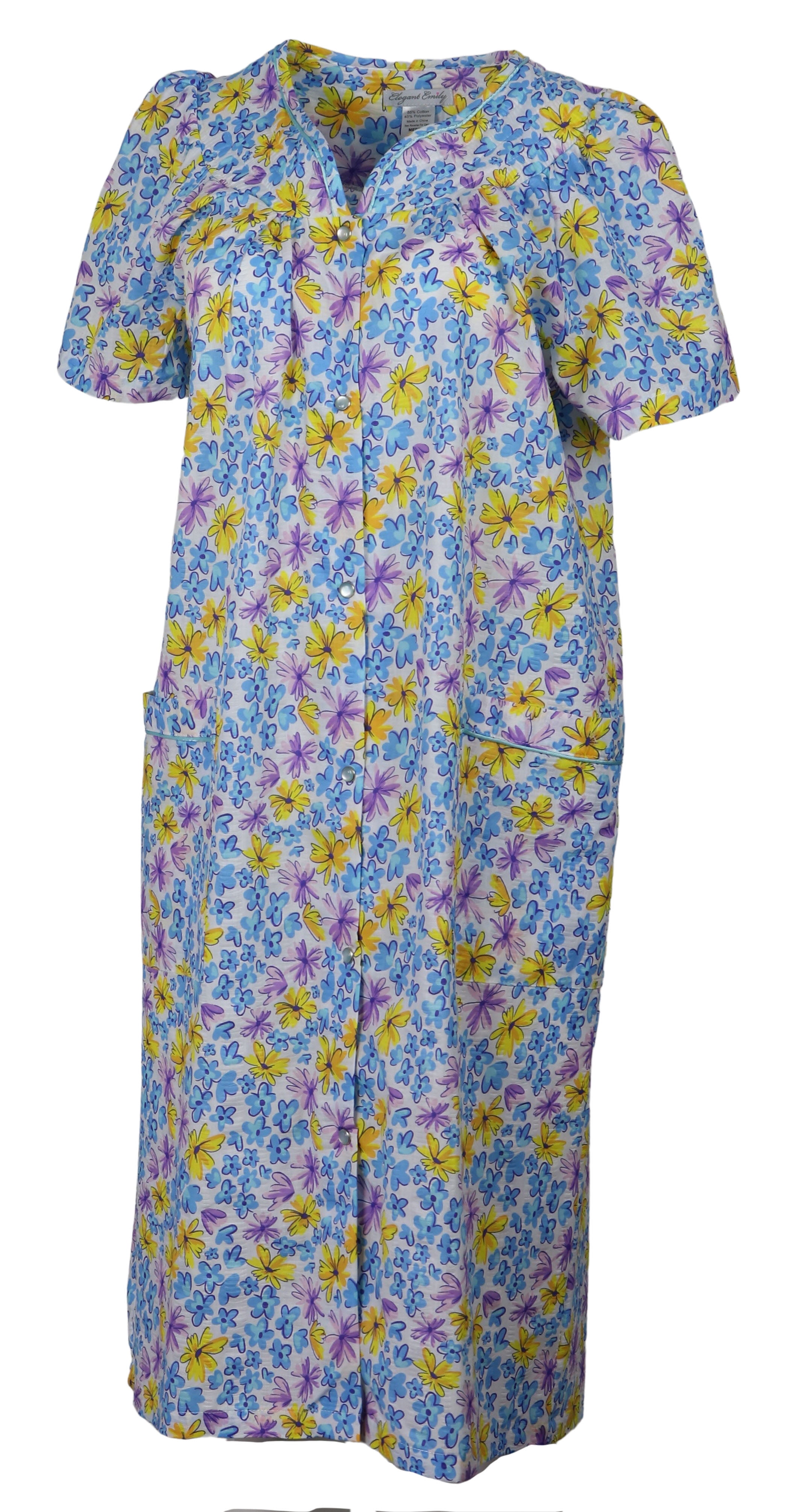 Elegant Emily Women's Snap-Front Duster Robe With Pockets - Mod Florals - Small - Walmart.com